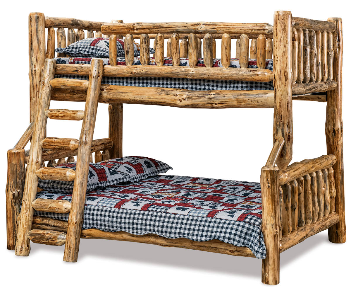 Full-Twin Bunk Bed With Opening - Small Spindles - Amish Crafted Furniture
